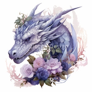 Floral Dragons Clipart, 15 High Quality Jpgs - Digital Downloads ...