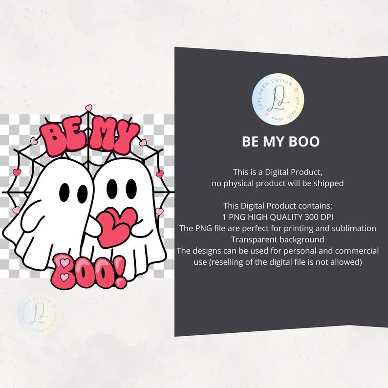 Be My Boo PNG, Ghosts With Heart Design, Romantic Halloween Digital ...