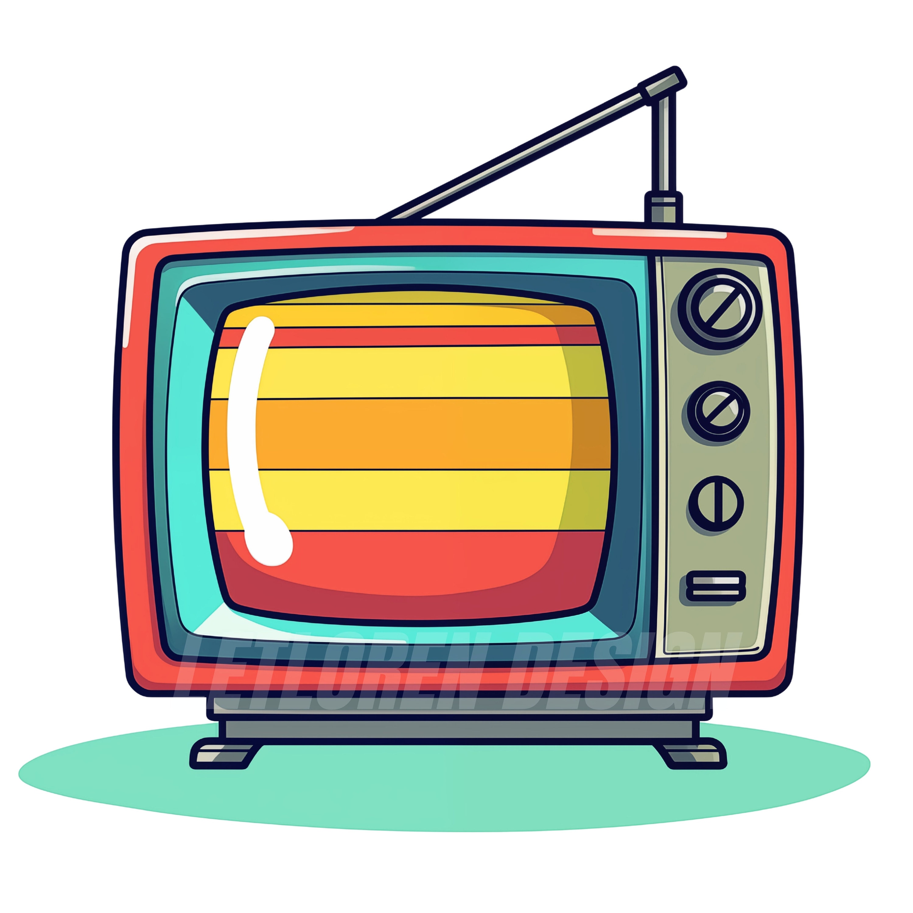 Retro Television Clipart, Tv Clipart, Vintage Television Clipart Set ...