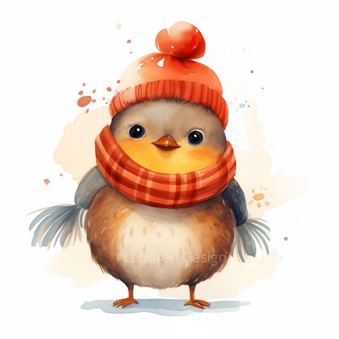 12 Birds Hat Clipart, Winter Bird, Printable Watercolor Clipart, High ...