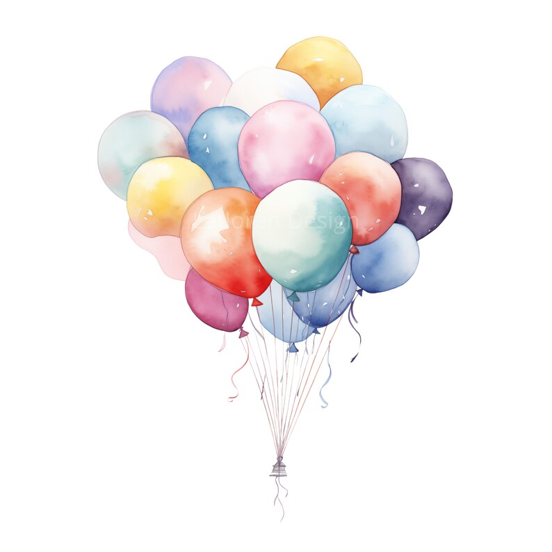 Colorful Party Balloons Clipart 10 High Quality Jpgs Digital Downloads ...