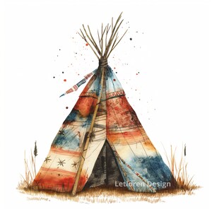 Native American Indian Tent Clipart, Boho Clipart, Printable Watercolor ...