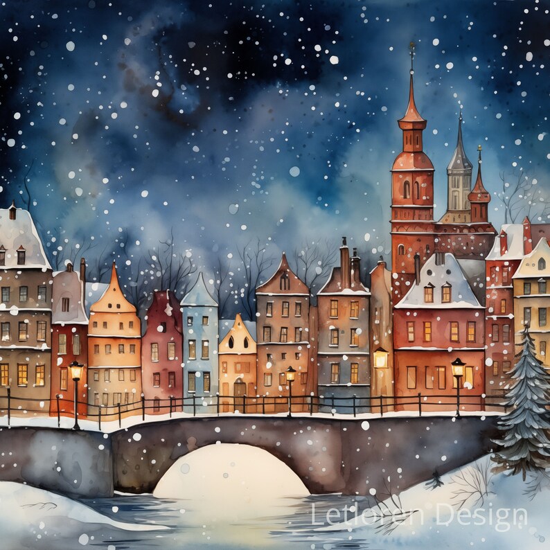 Christmas Houses Clipart Bundle, 10 High Quality Jpgs, Winter ...