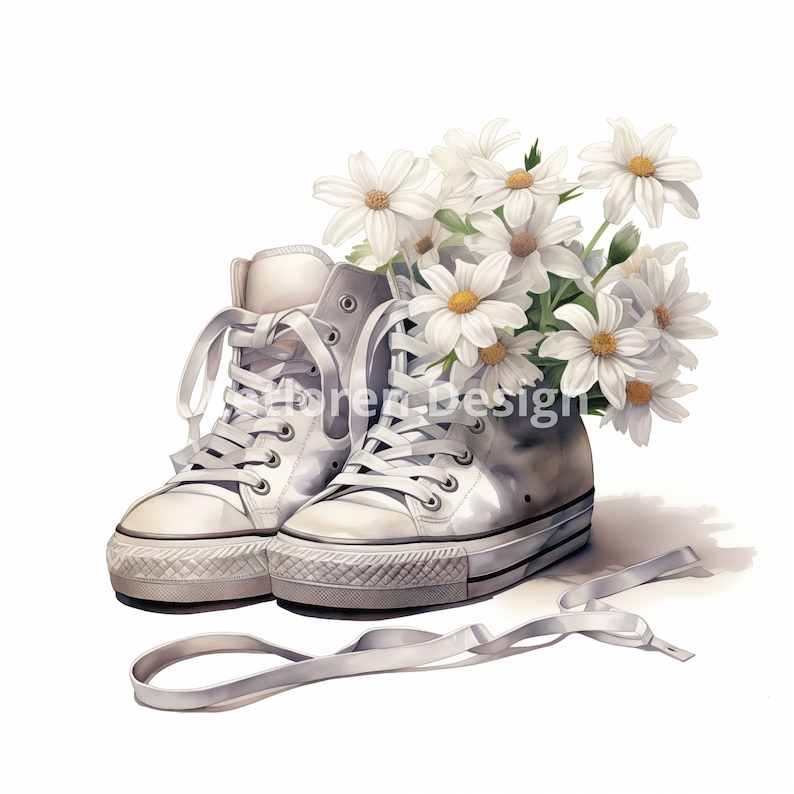Converse Clipart, 10 Chuck All Star Sneakers, Watercolor Trainers ...