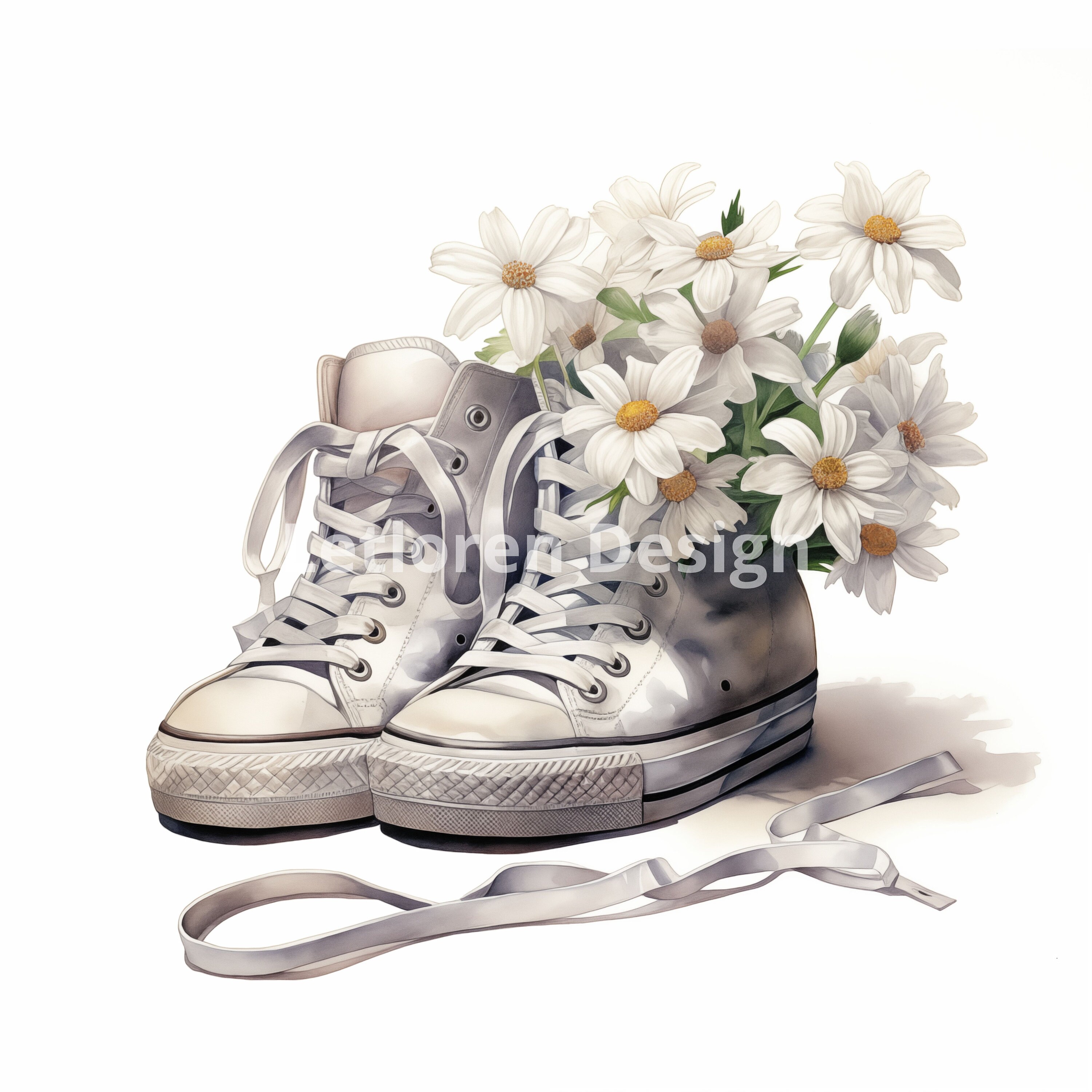 Converse Clipart, 10 Chuck All Star Sneakers, Watercolor Trainers ...