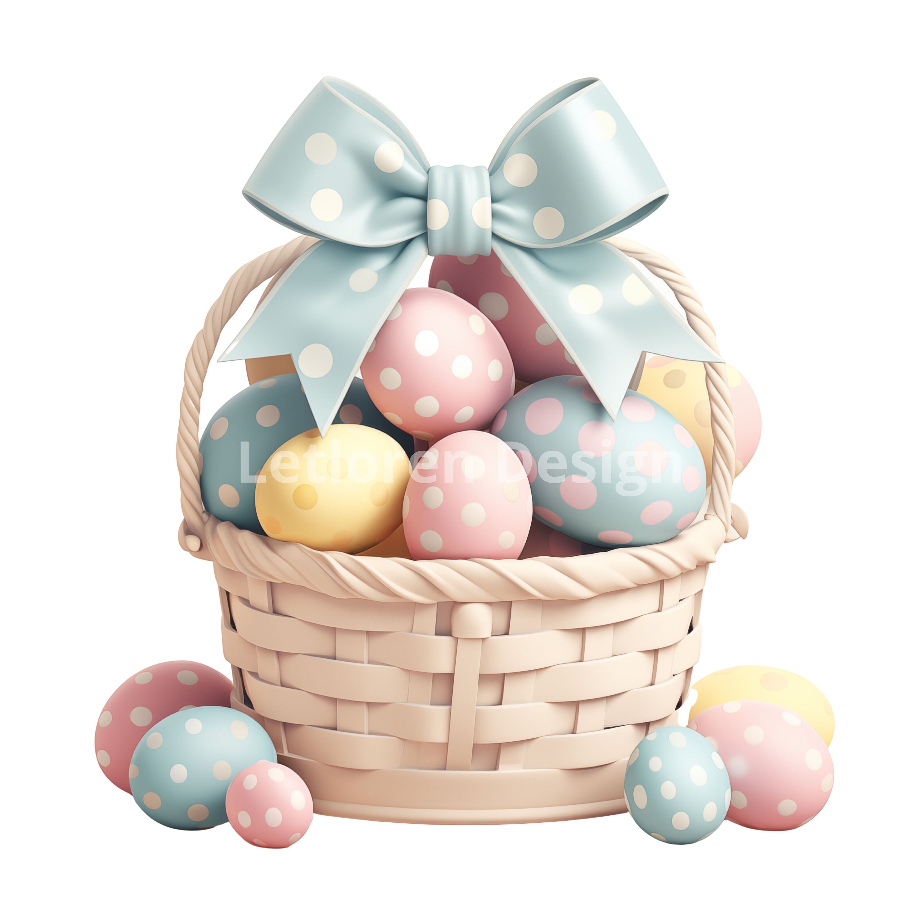 15 Watercolor Easter Egg Basket Clipart Pack Commercial Use Easter ...