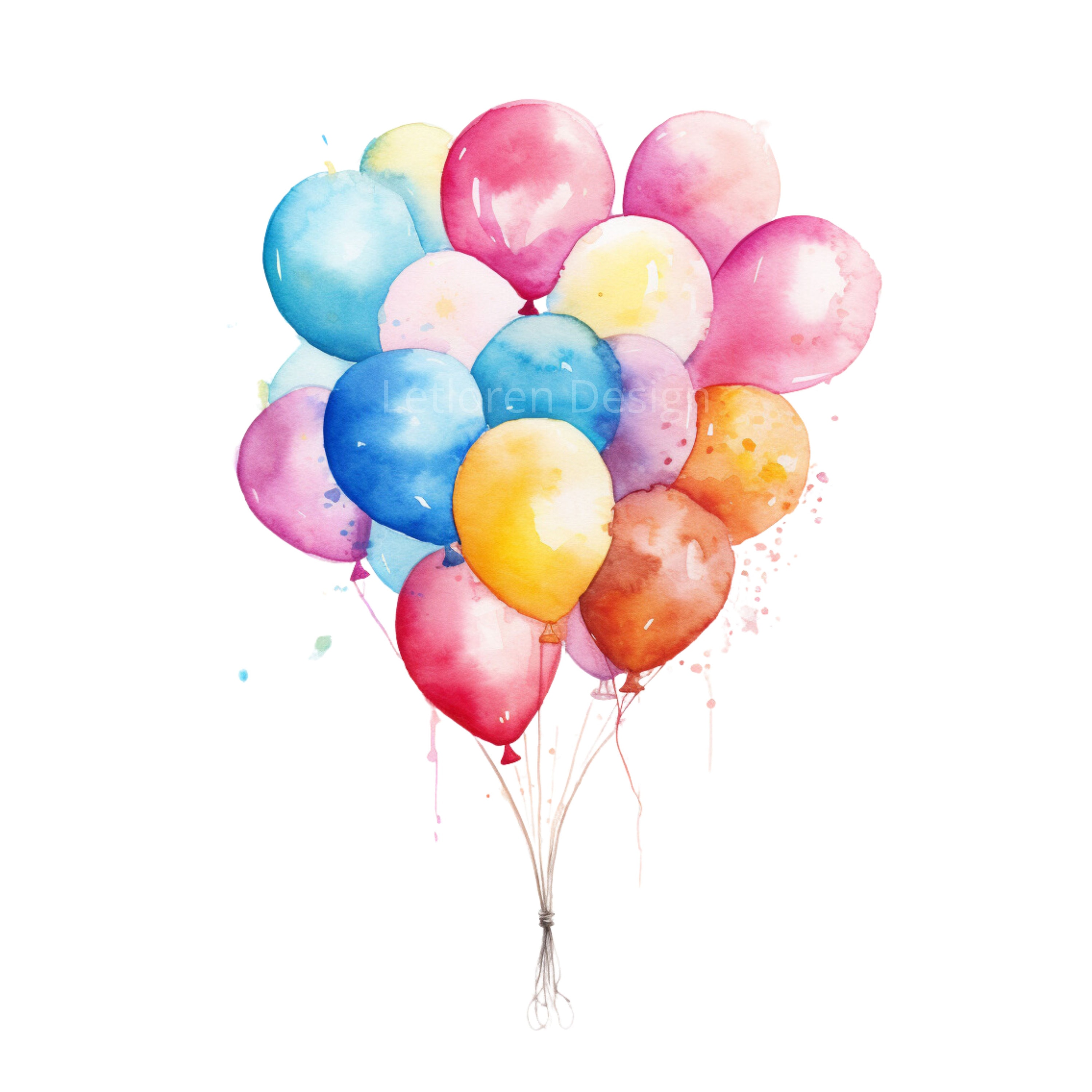 Colorful Party Balloons Clipart 10 High Quality Jpgs Digital Downloads ...