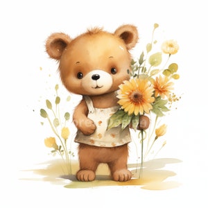 Watercolor Teddy Bear Clipart Bundle, Cute Bear, 15 High Quality Jpgs ...