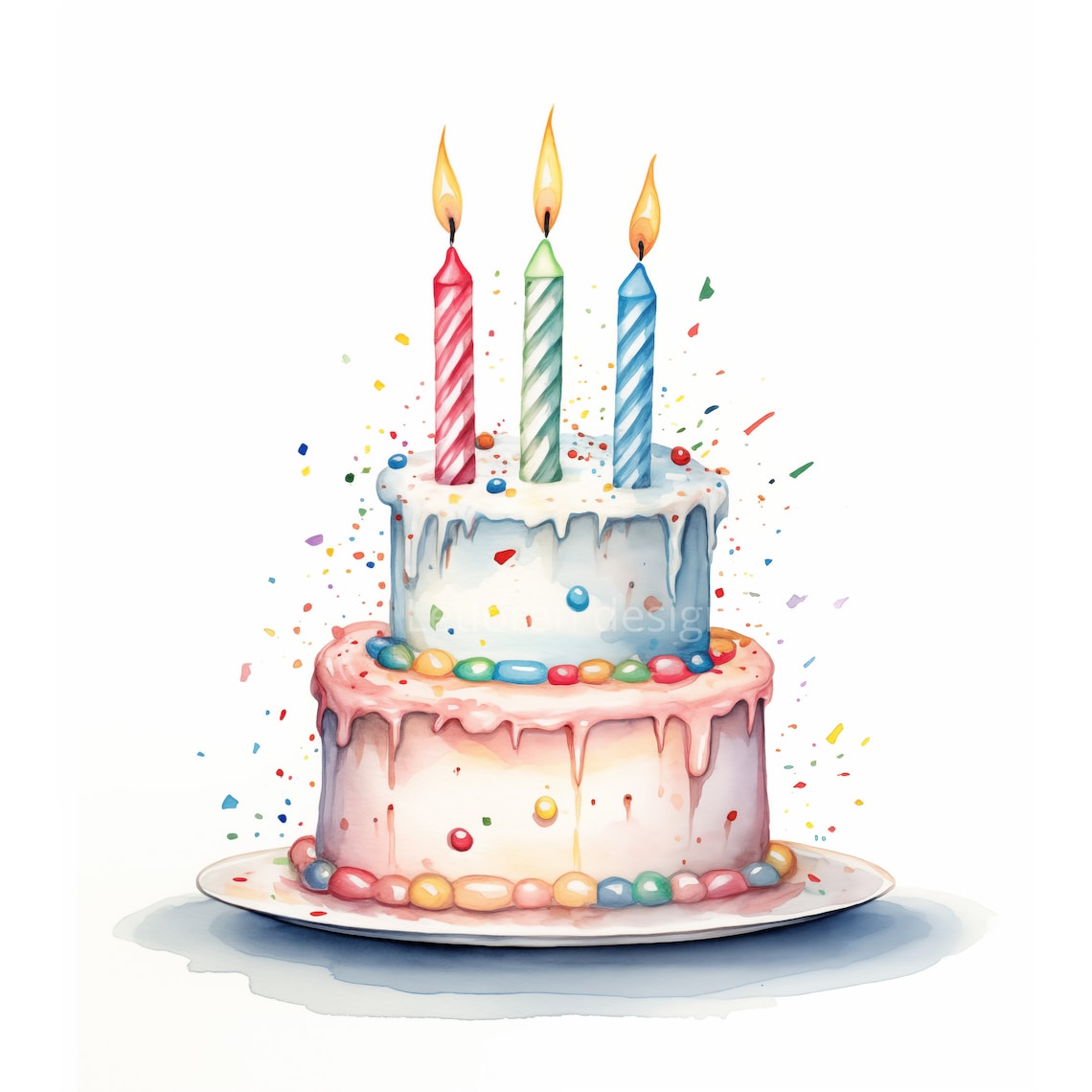 Pastel Birthday Cake Clipart Bundle, 10 High Quality JPG, Pastel ...