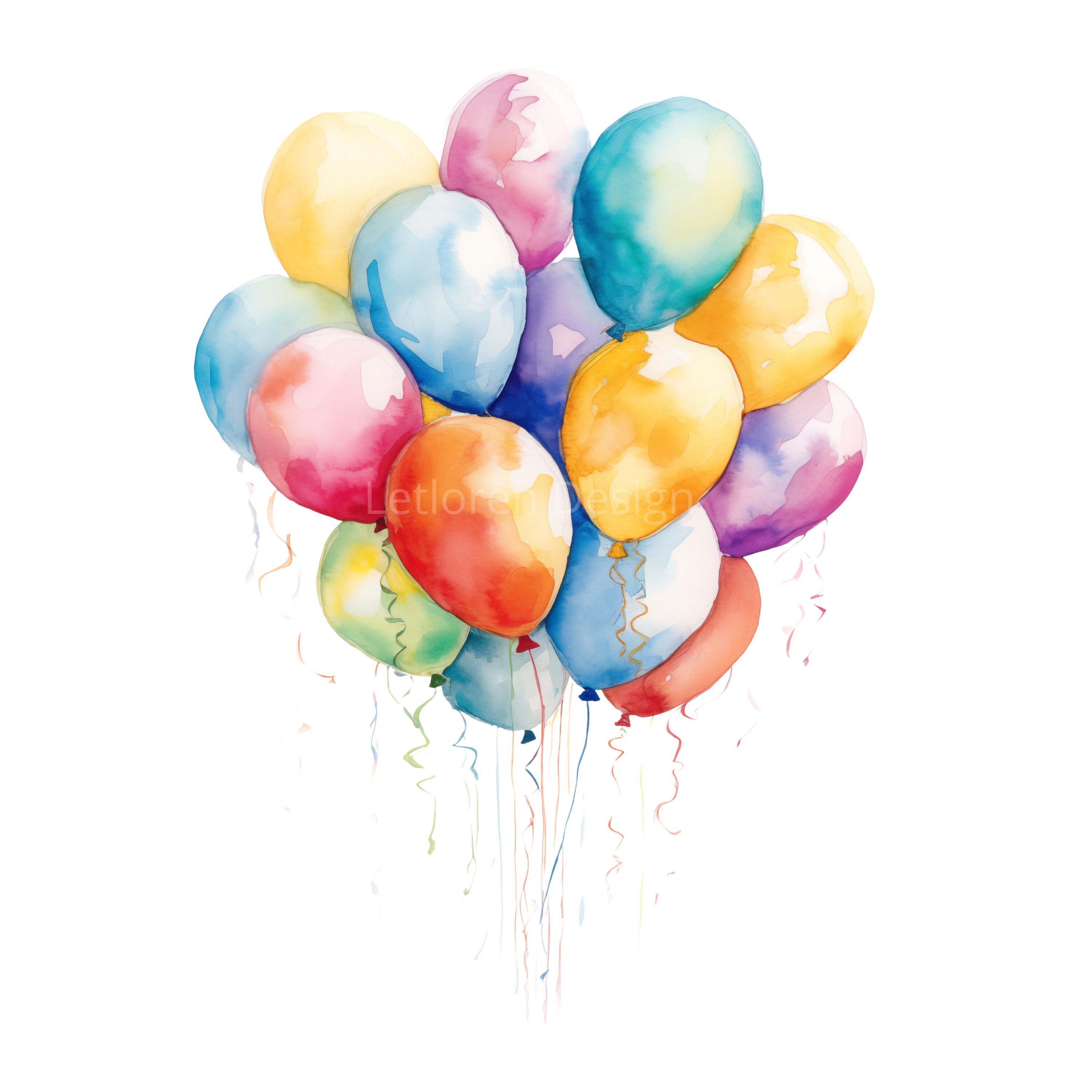 Colorful Party Balloons Clipart - 10 High Quality Jpgs - Digital ...