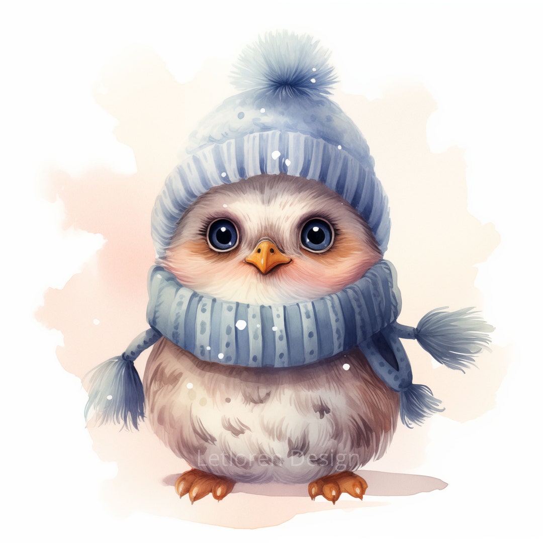 12 Birds Hat Clipart, Christmas Robin, Printable Watercolor Clipart ...