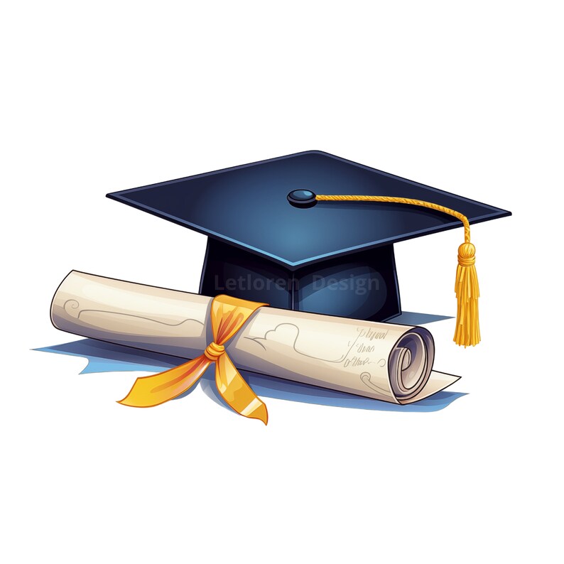Set of 11 Graduation Clipart, Graduation Hat Bundle, Diploma and Scroll ...