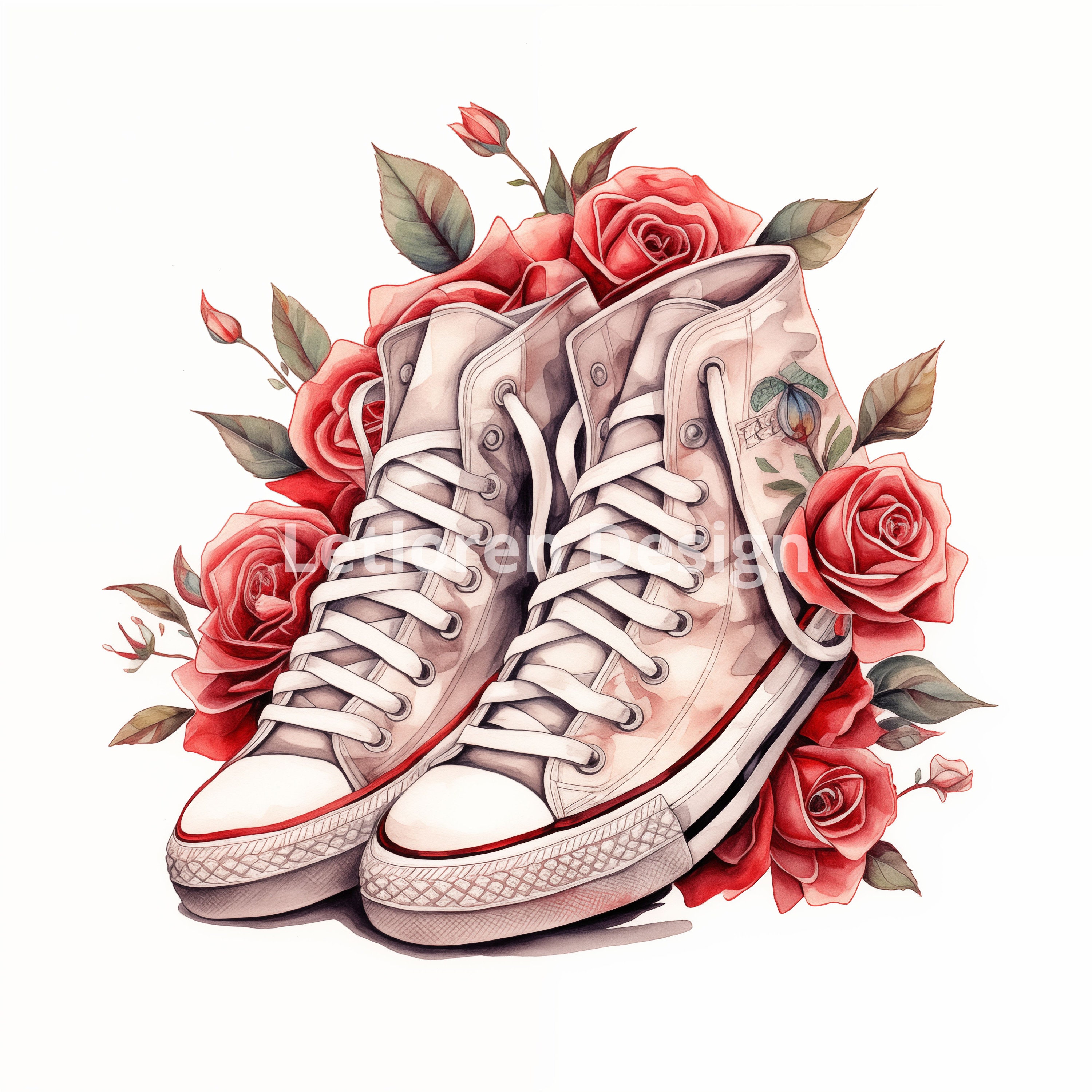 Converse Clipart, 10 Chuck All Star Sneakers, Watercolor Trainers ...