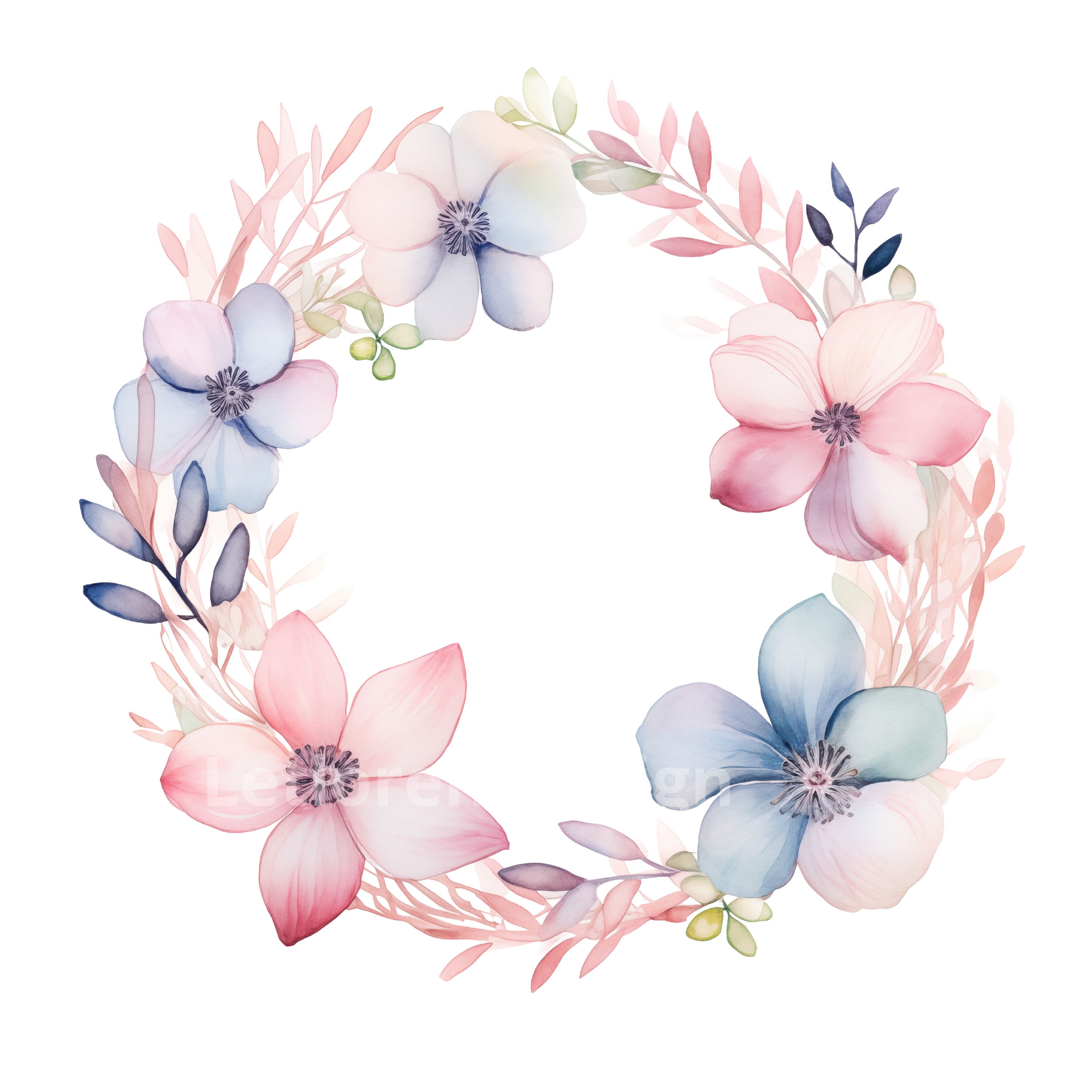 Floral Wreath PNG Flower Frame PNG Watercolor Wreath Clipart Flower ...