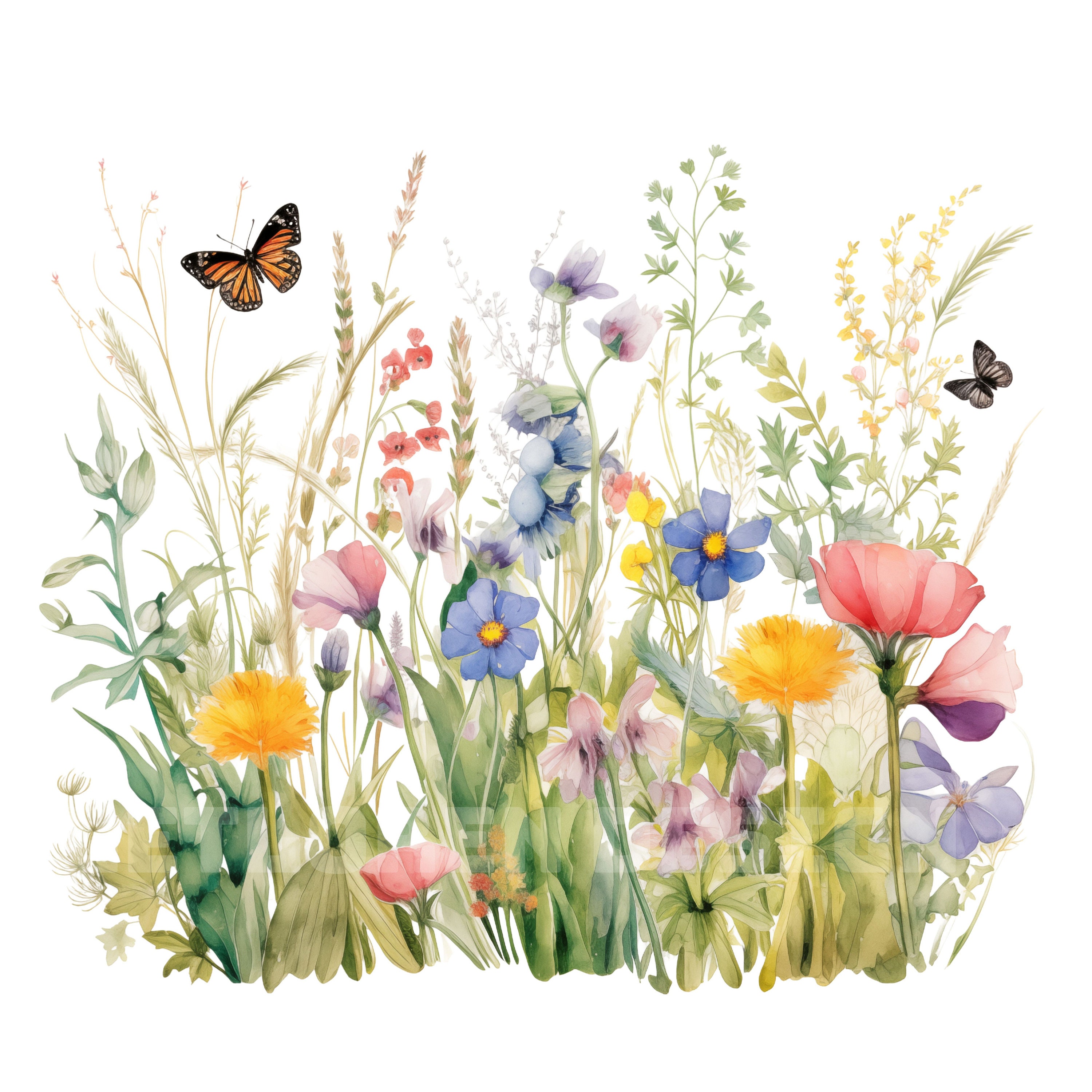 Watercolor Wildflowers PNG, Wildflower Clipart, Watercolor Flowers Png ...