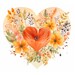 Watercolor Heart Flowers Clipart, 12 High Quality Heart Flowers Jpgs ...