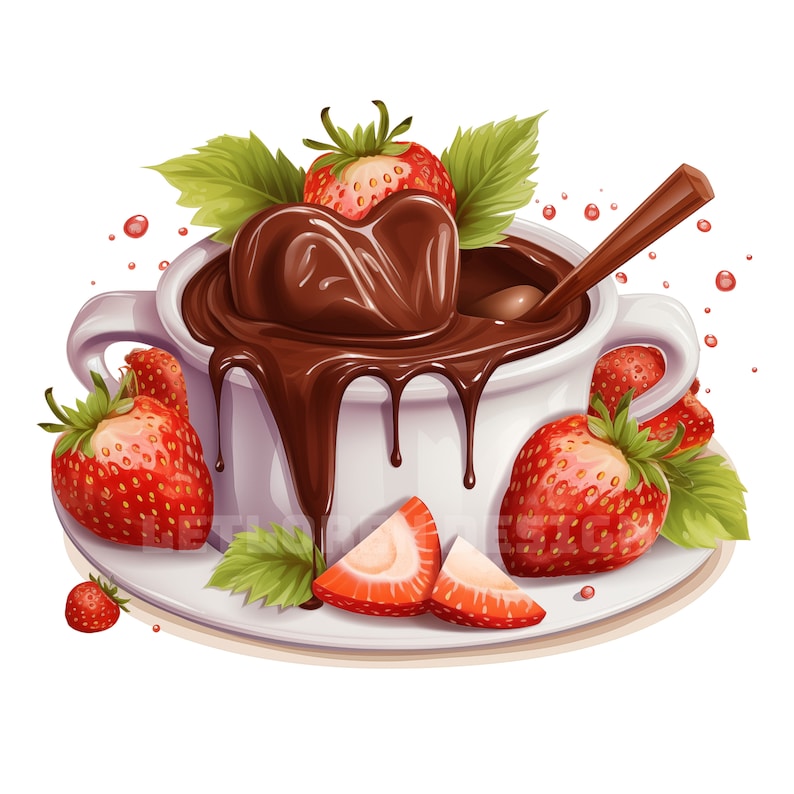 Chocolate Covered Strawberries Clipart PNG, Digital Download ...