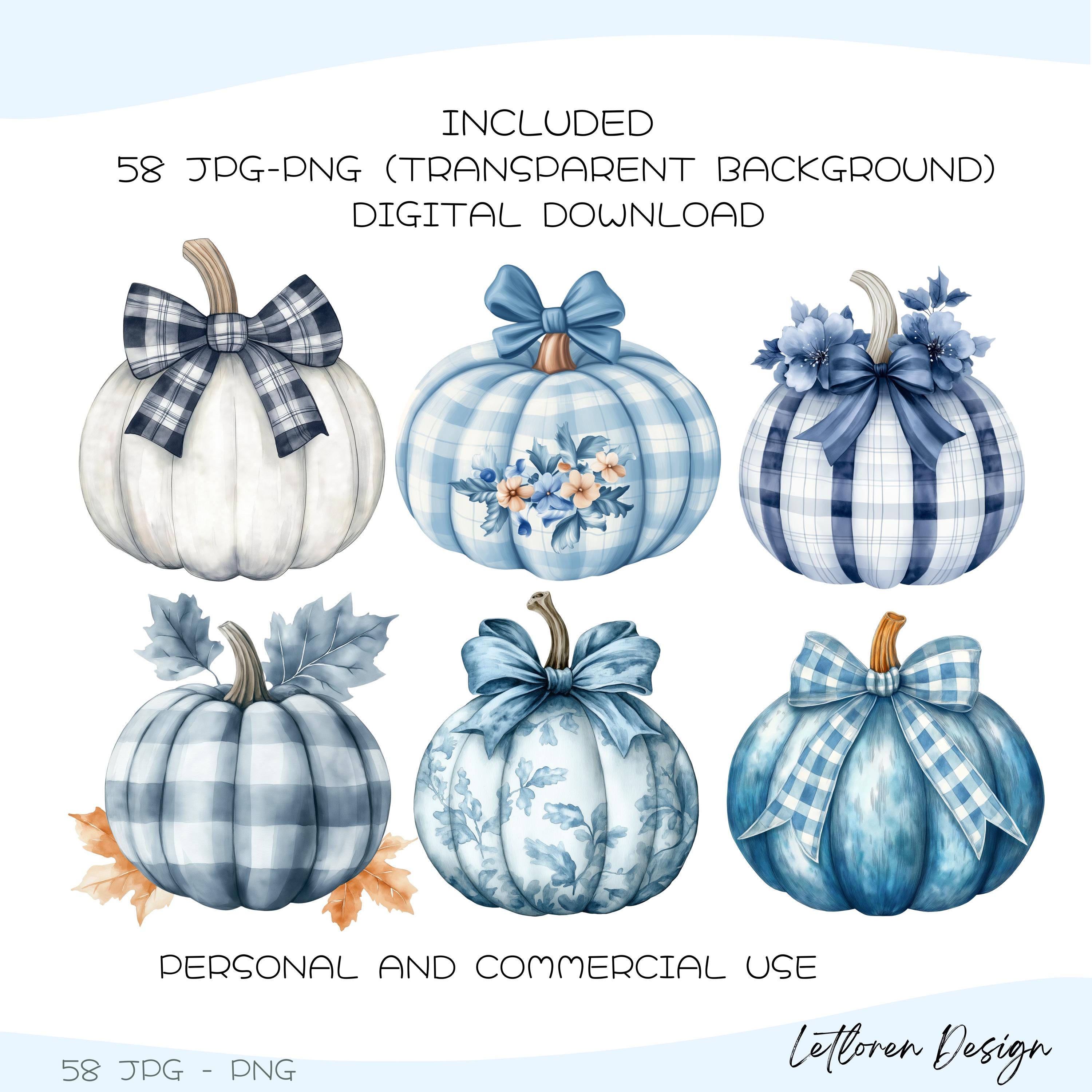 Blue Pumpkins Watercolor Clipart | Fall Clipart | Fall Sublimation ...