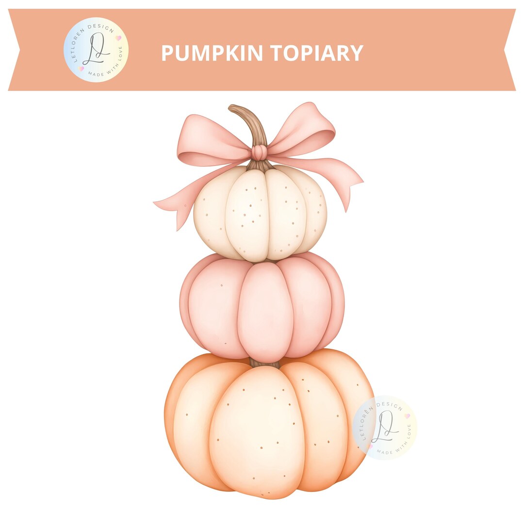 Cake Pumpkin Topiary With Bow PNG | Preppy Fall Pumpkins | Fall ...