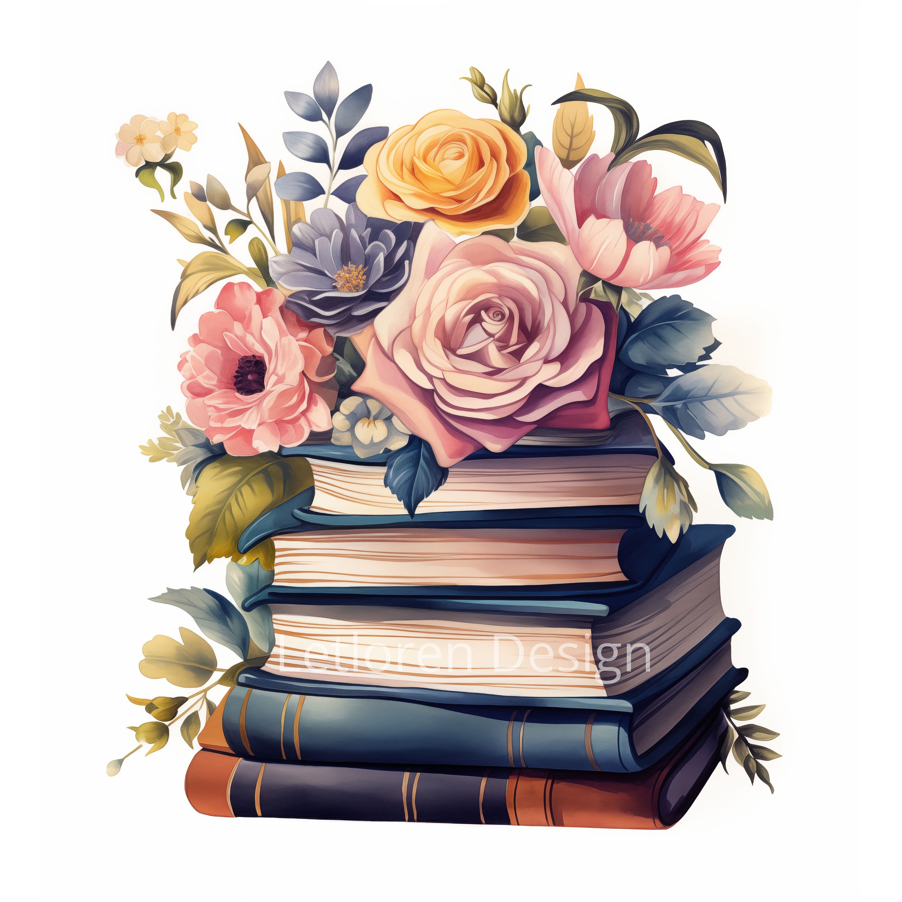 Watercolor Books Clipart, 10 High Quality Jpgs, Painted Book Clipart ...