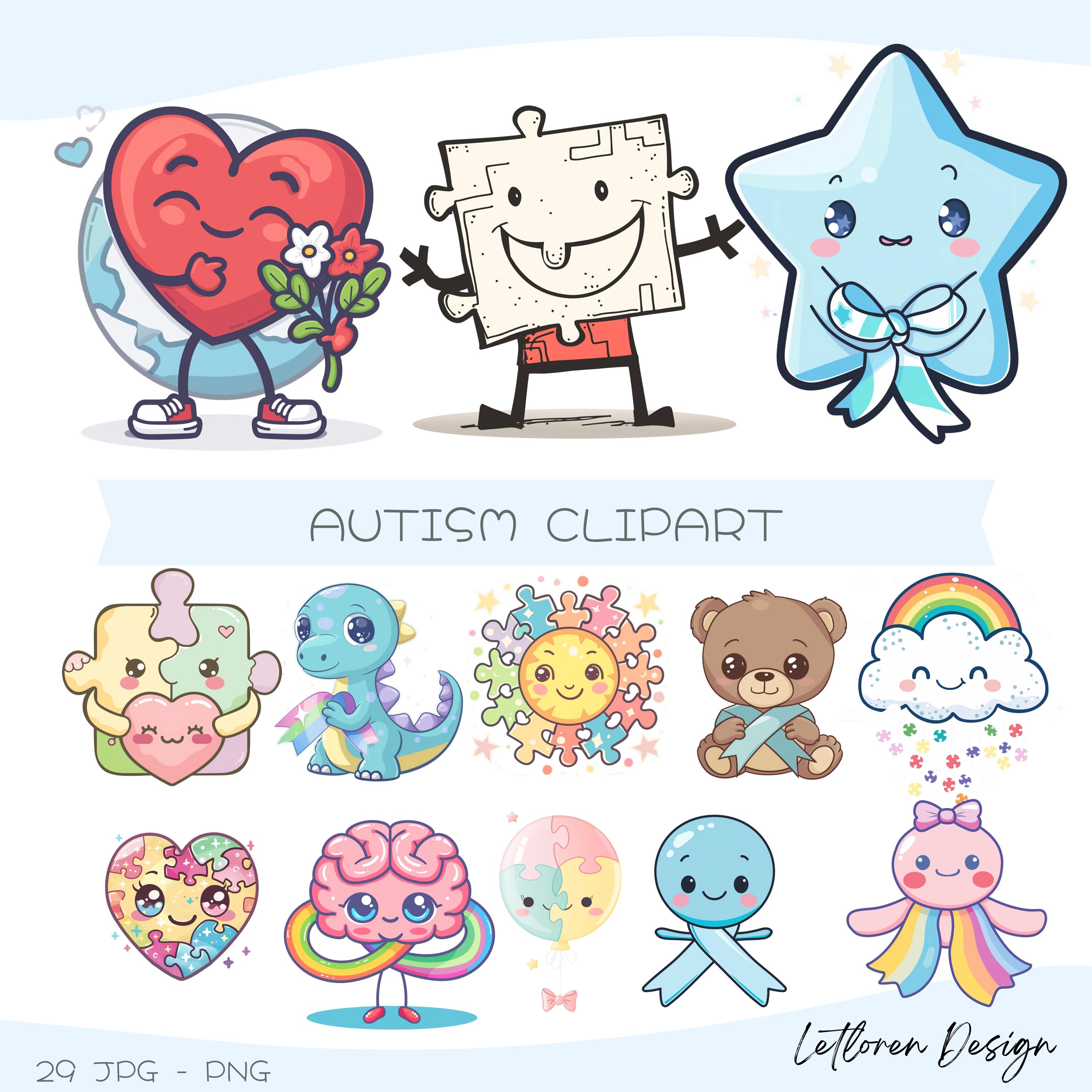 Kawaii Autism Digital Clipart Pack - 29 Unique and Adorable Images PNG ...