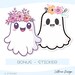 Groovy Retro Flower Ghost Clipart Bundle Halloween Spooky Girly Png ...