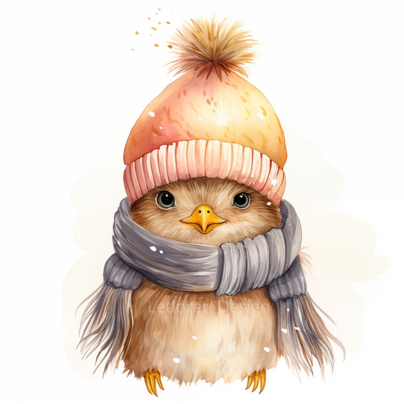 12 Birds Hat Clipart, Winter Bird, Printable Watercolor Clipart, High ...