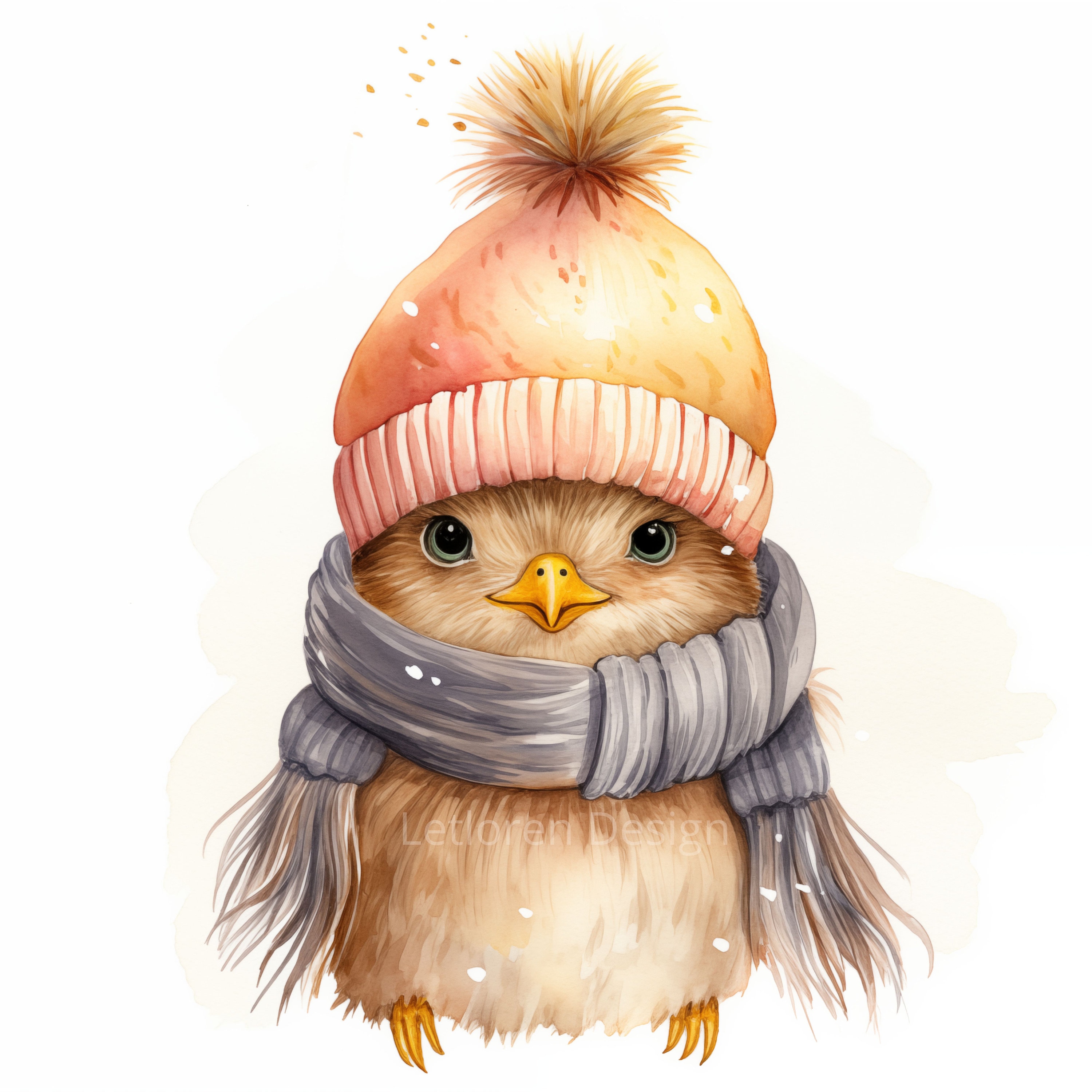 12 Birds Hat Clipart, Winter Bird, Printable Watercolor Clipart, High ...