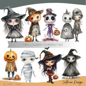 Halloween Character Clipart Bundle | Spooky & Cute PNG/JPG | Digital ...