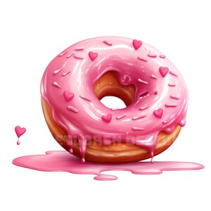 Watercolor Valentine Donut Collection Clipart, 13 PNG Valentines Day ...