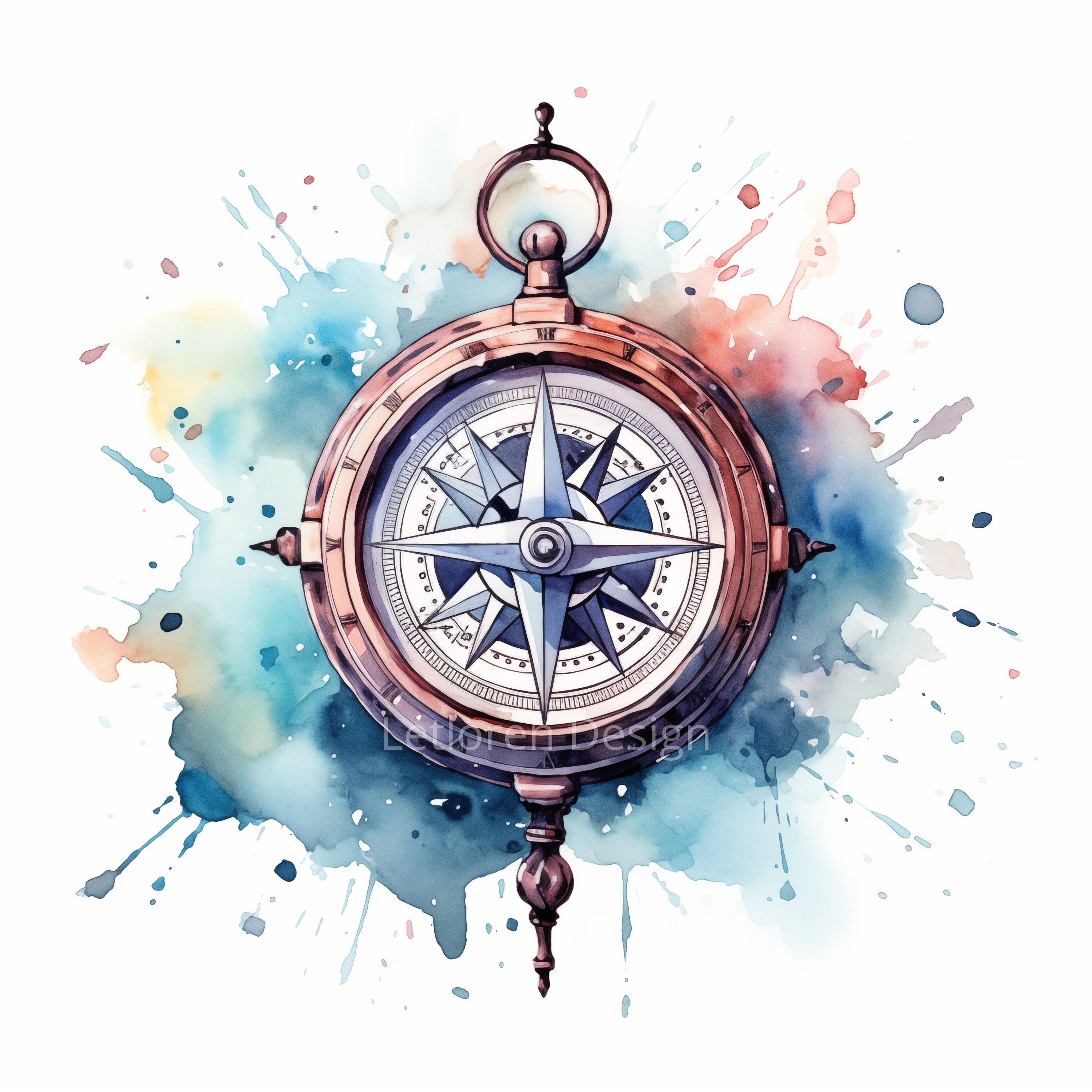 Watercolor Compass Clipart Bundle 11 High Quality Jpgs Digital ...