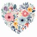 Watercolor Heart Flowers Clipart, 12 High Quality Heart Flowers Jpgs ...
