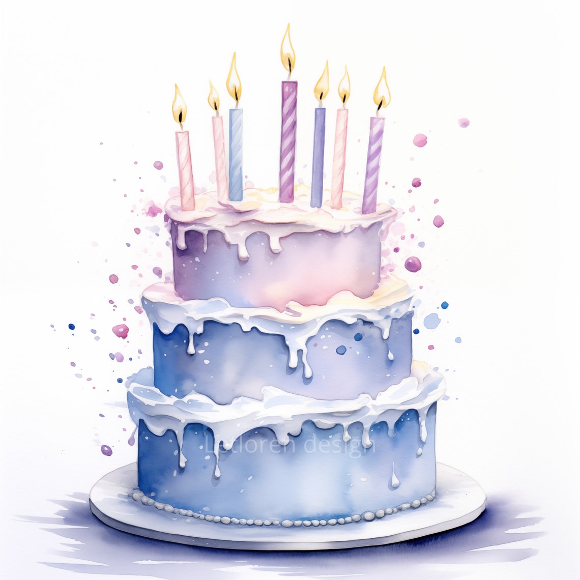 Pastel Birthday Cake Clipart Bundle, 10 High Quality JPG, Pastel ...