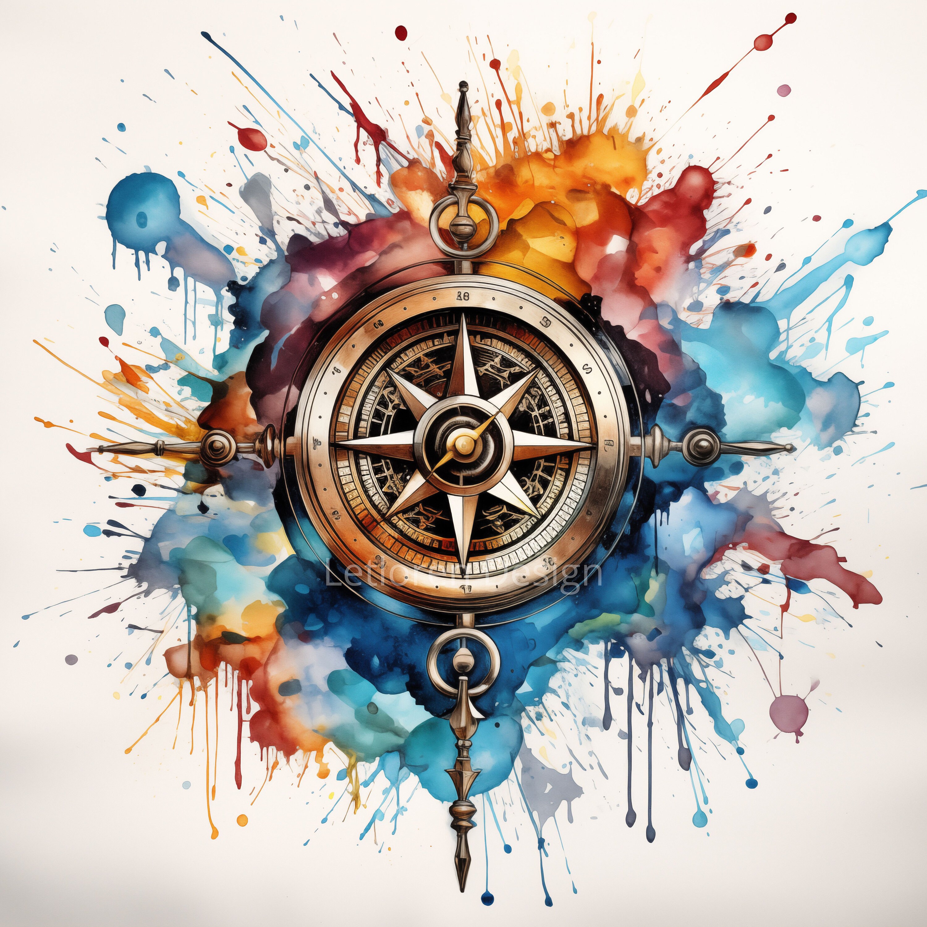 Watercolor Compass Clipart Bundle 11 High Quality Jpgs Digital ...