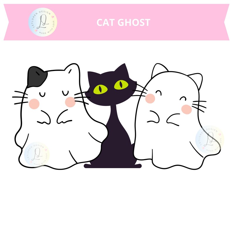 Cute Ghost Cat Png, Retro Halloween Png, Ghost Cat Png, Spooky Season ...