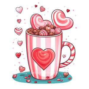 Cute Valentine Coffee Watercolor Clipart, Valentine's Day Graphics ...