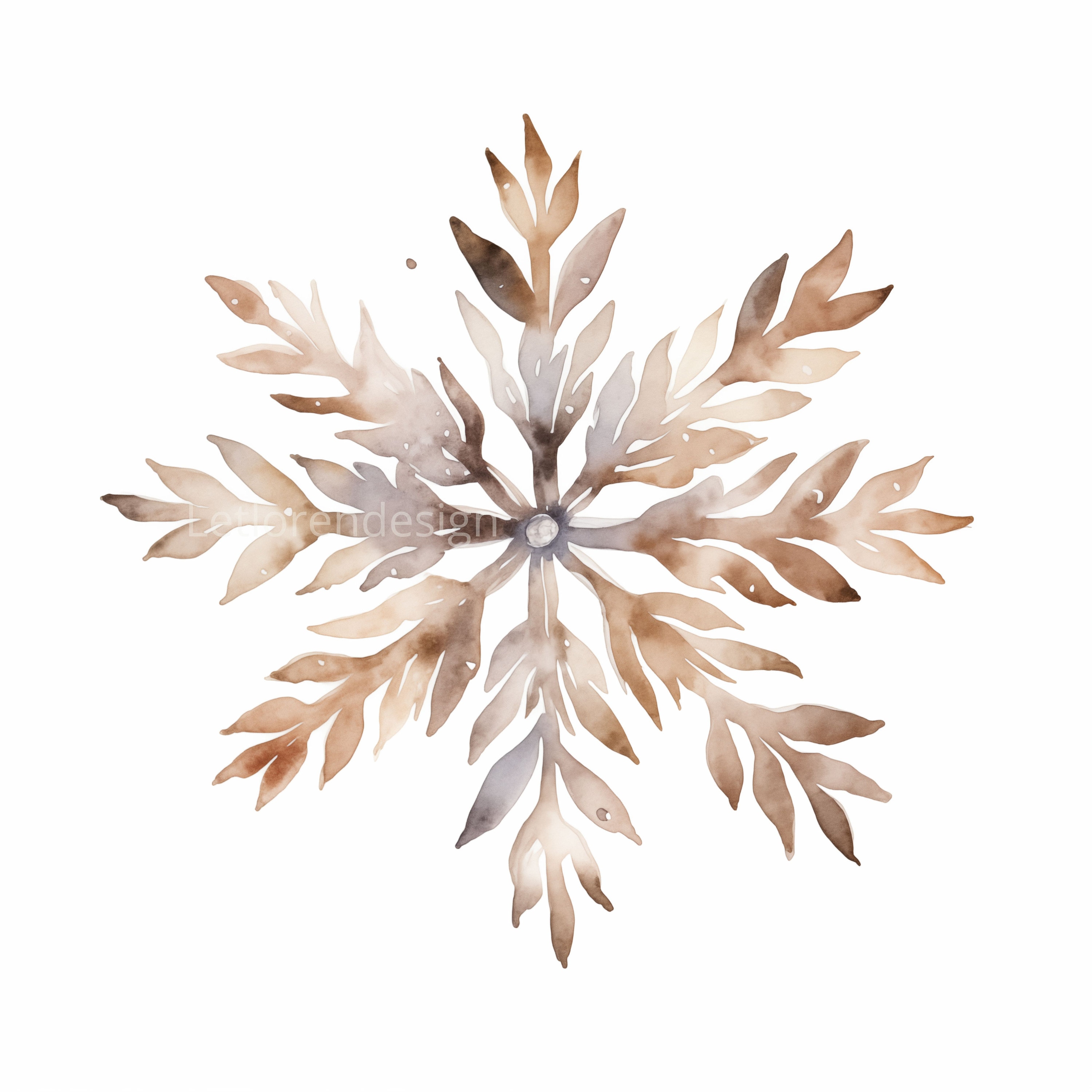 10 Christmas Watercolor Snowflake Clipart, High Quality Jpgs, Cute ...