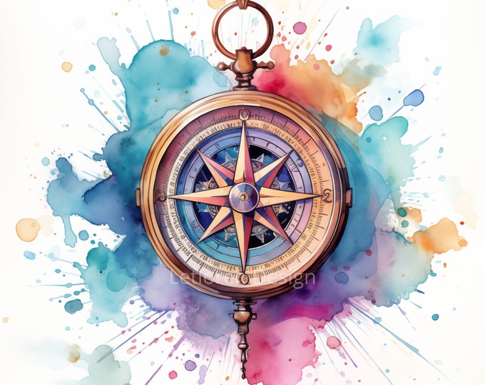 10 Watercolor Compass Clipart Set - High Quality Images - Digital ...