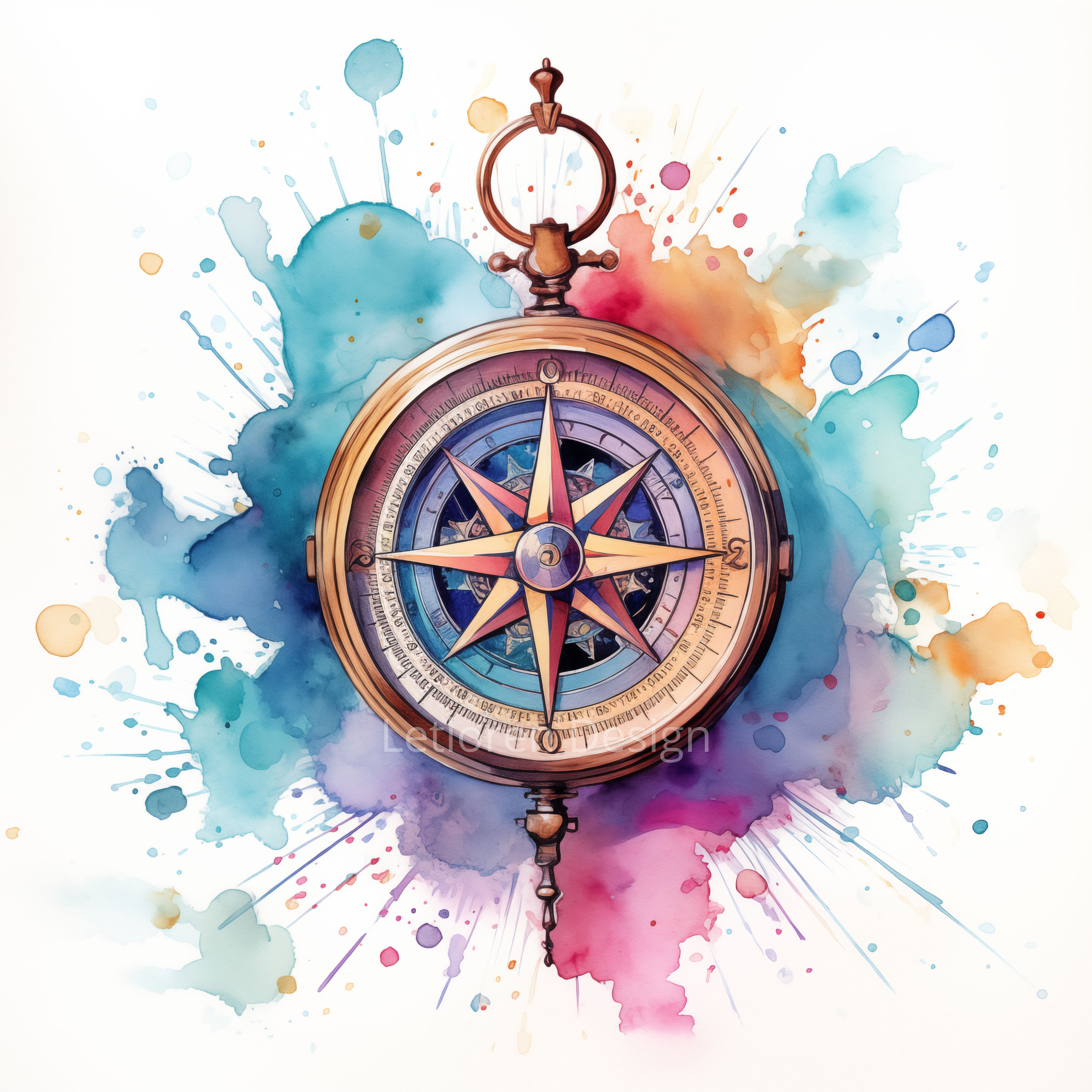 Watercolor Compass Clipart Bundle - 11 High Quality Jpgs - Digital ...