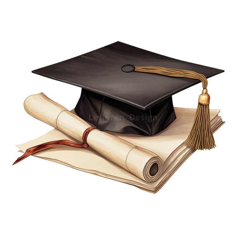 Set of 11 Graduation Clipart, Graduation Hat Bundle, Diploma and Scroll ...