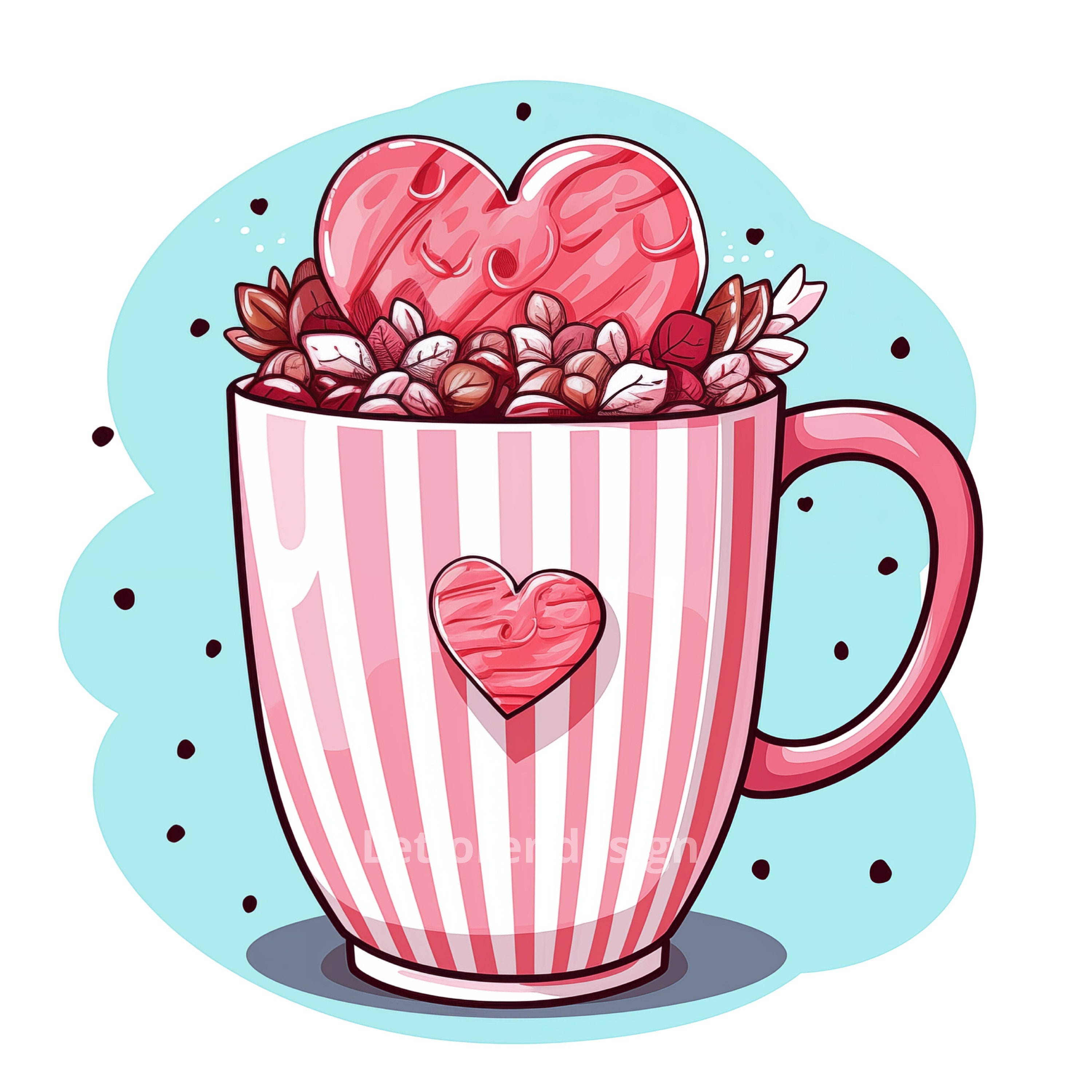 Cute Valentine Coffee Watercolor Clipart, Valentine's Day Graphics ...