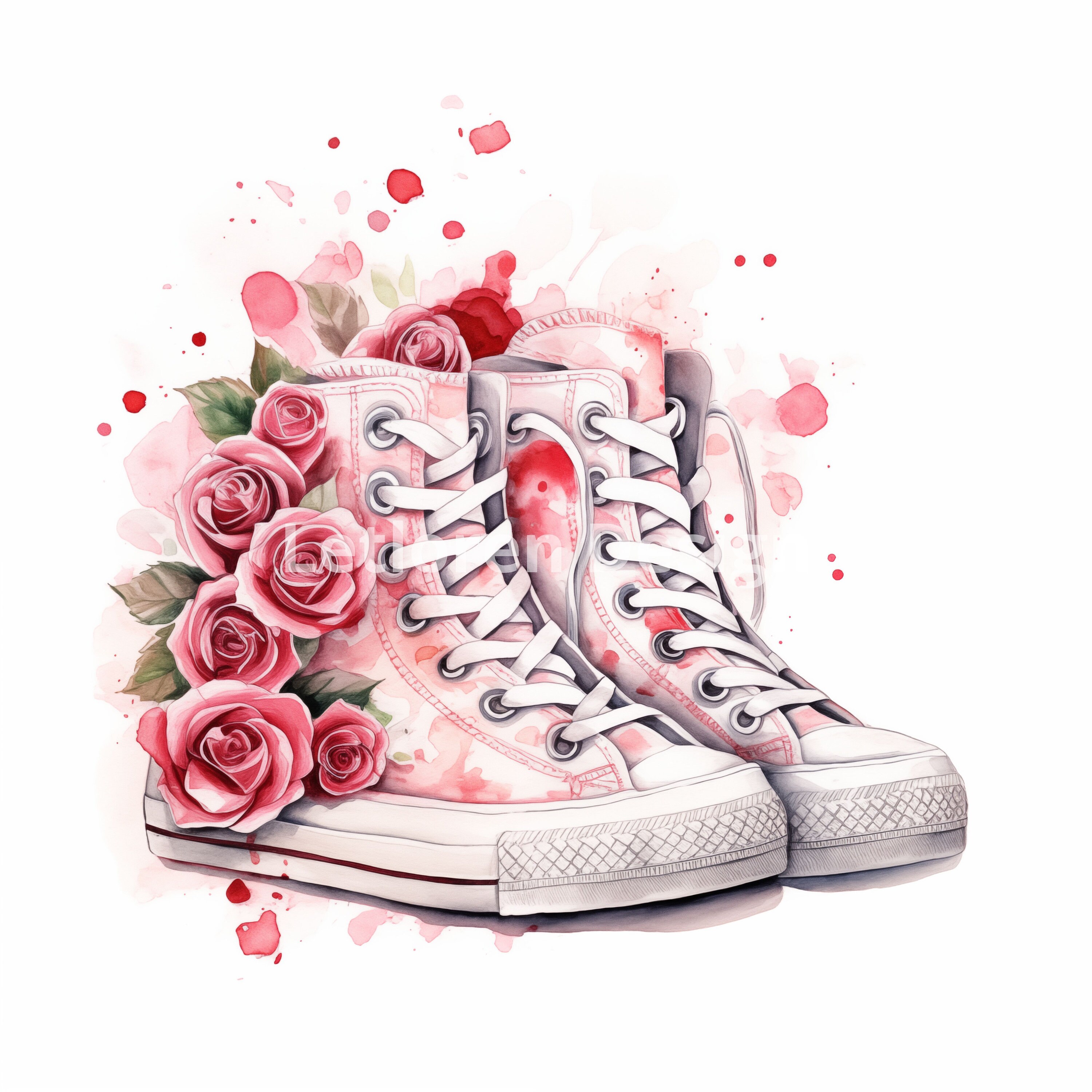 Converse Clipart, 10 Chuck All Star Sneakers, Watercolor Trainers ...