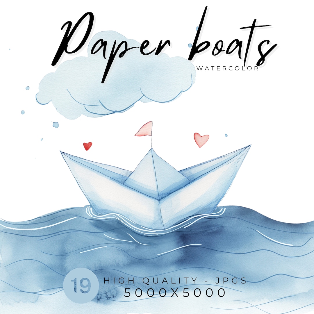 Watercolor Paper Boats Set. Printable Minimalist Paper Boats Wall Decor ...
