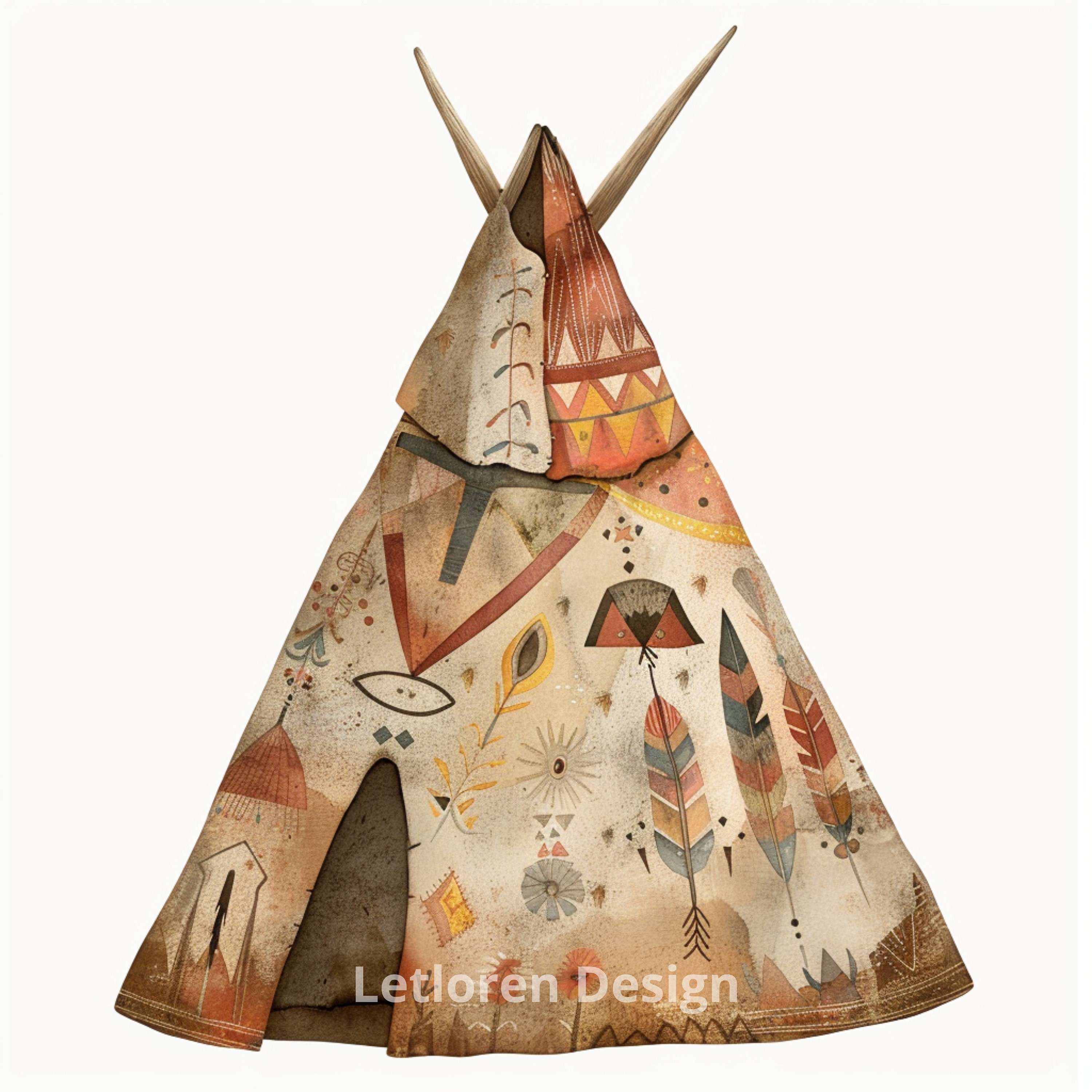 Native American Indian Tent Clipart, Boho Clipart, Printable Watercolor ...