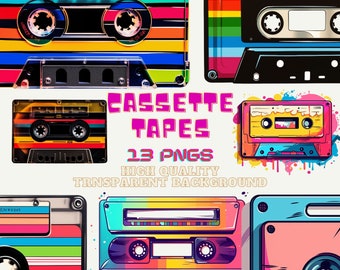 Cassette Tapes Clipart, Cassette Clip Art, 80s' Retro, Compact Tapes ...