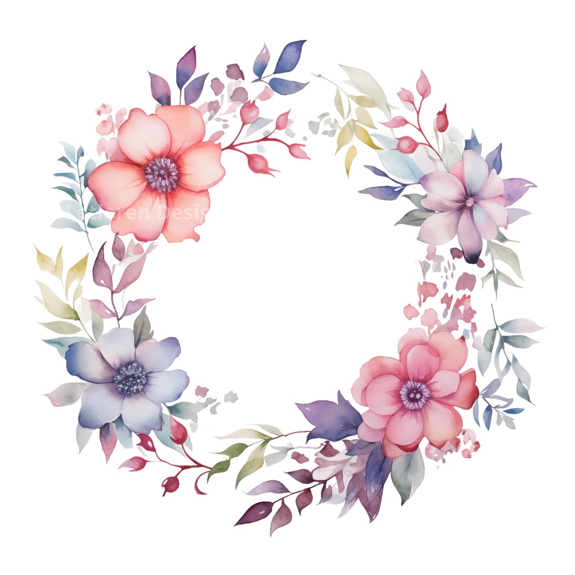 Floral Wreath PNG Flower Frame PNG Watercolor Wreath Clipart Flower ...