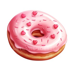 Watercolor Valentine Donut Collection Clipart, 13 PNG Valentines Day ...