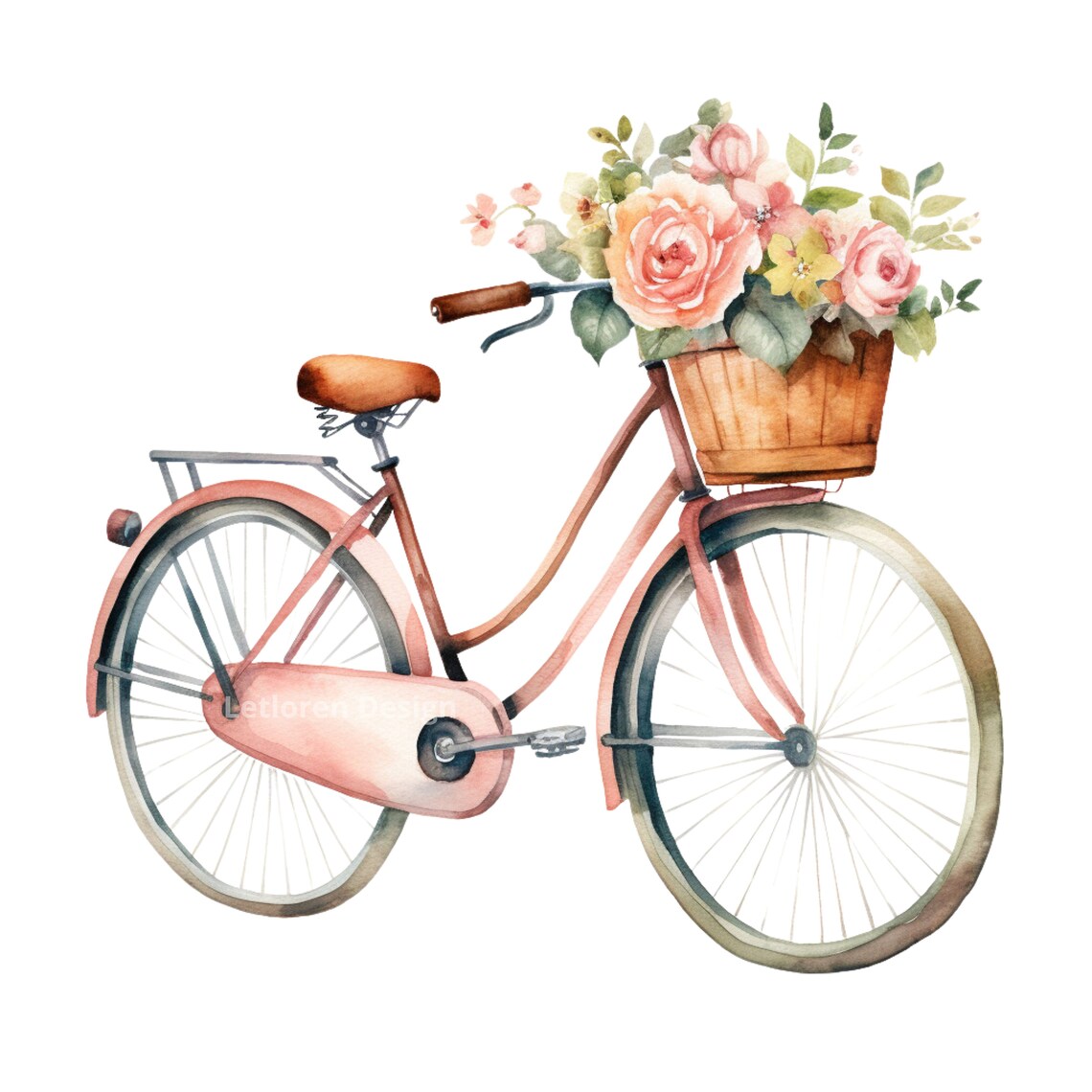 Floral Bicycles Clipart Set, 12 Vintage Bikes With Flowers Png, Wedding ...