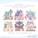 Kawaii Halloween Haunted House Clipart Bundle | Cute Spooky Houses PNG ...