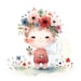 Watercolor Kids With Flowers Clipart Set, Cute Floral Child PNG ...